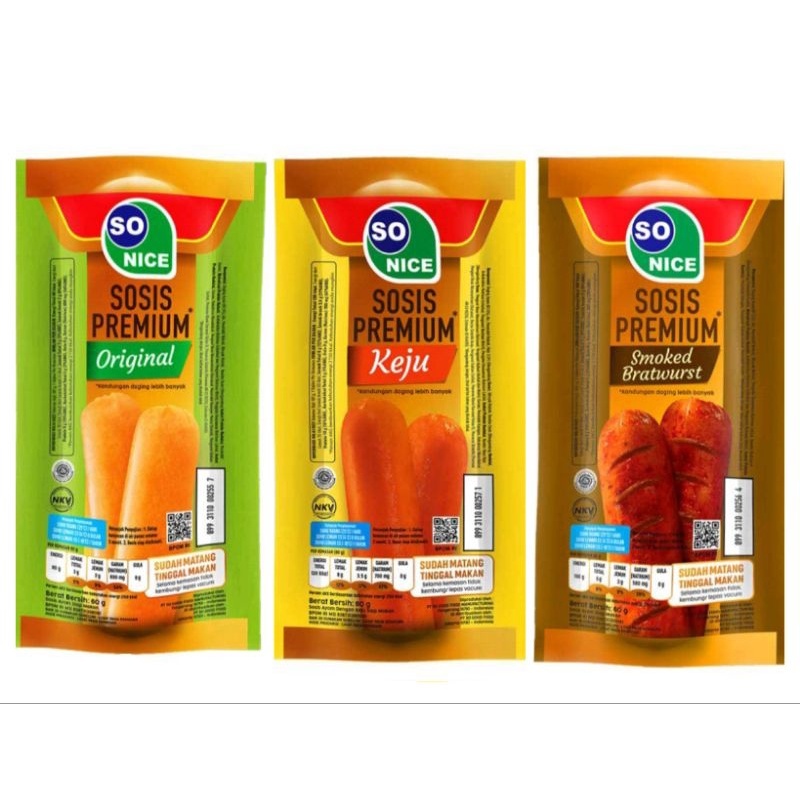 Jual Sosis So Nice Premium Siap Makan Original Keju 60gr | Shopee Indonesia