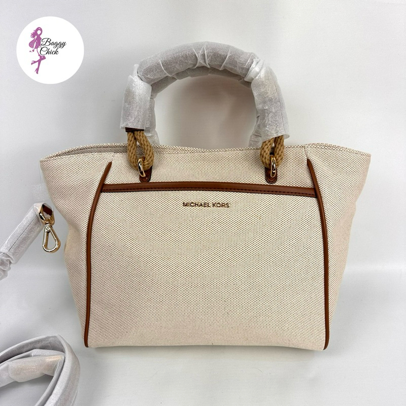 Jual MICHAEL KORS Talia Small Grab Bag Tote Natural Luggage | Shopee ...