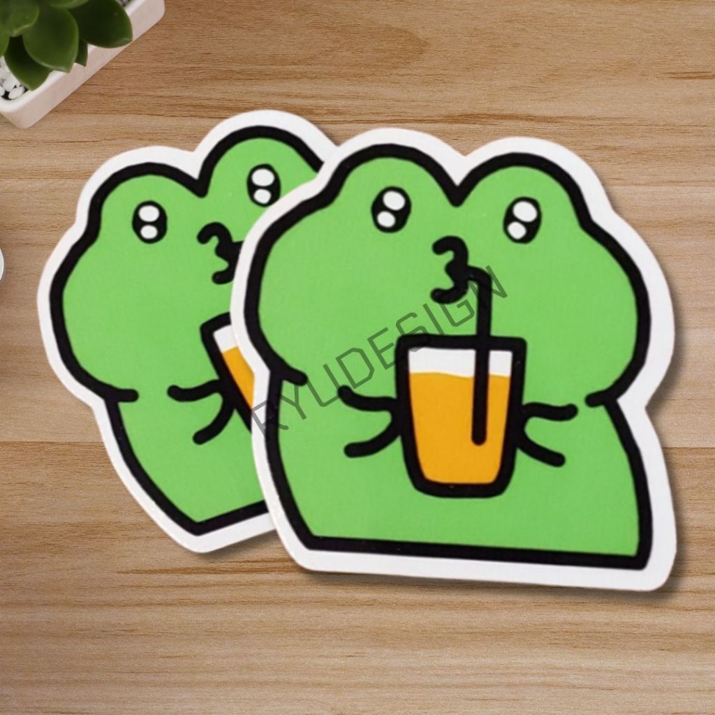 Jual Sticker Kodok Minum Lucu Hijau Anti Air | Shopee Indonesia