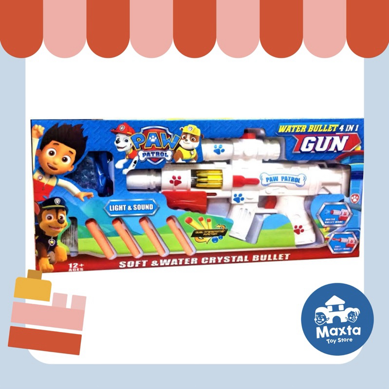 Jual Mainan Pistol Senapan Water Bullet 4 in 1 Gun model PAW PATROL ...