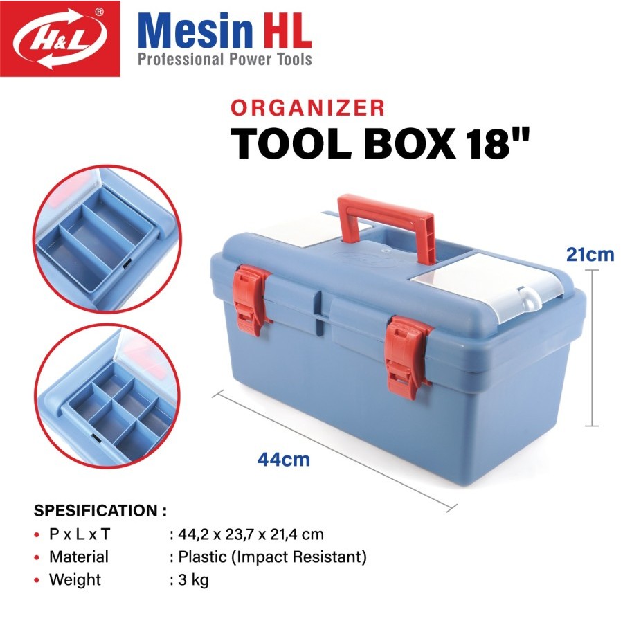 Jual HL Toolbox besar 18" kotak plastik perkakas tempat penyimpanan ...