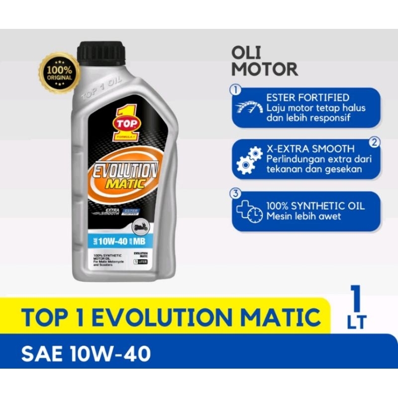 Jual OLI MOTOR MATIC MATIK SCOOTER TOP 1 TOP1 EVOLUTION MATIC 10W-40 ...
