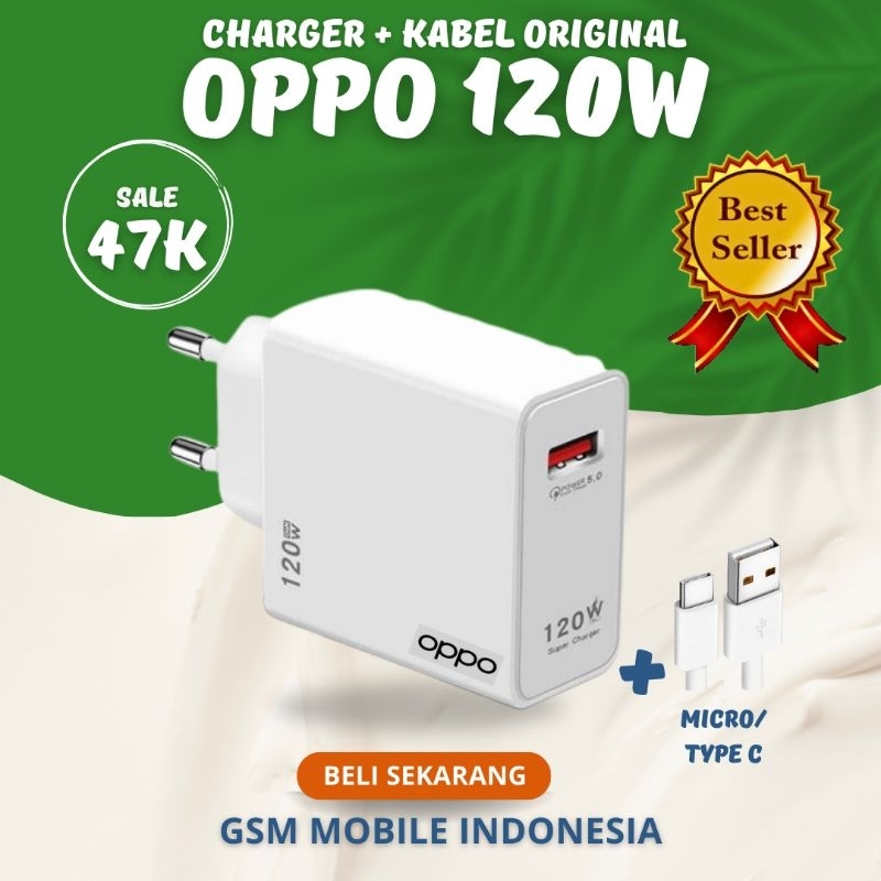 Jual PROMO Charger Original Fast Charging 120Watt Oppo Micro dan Type C ...