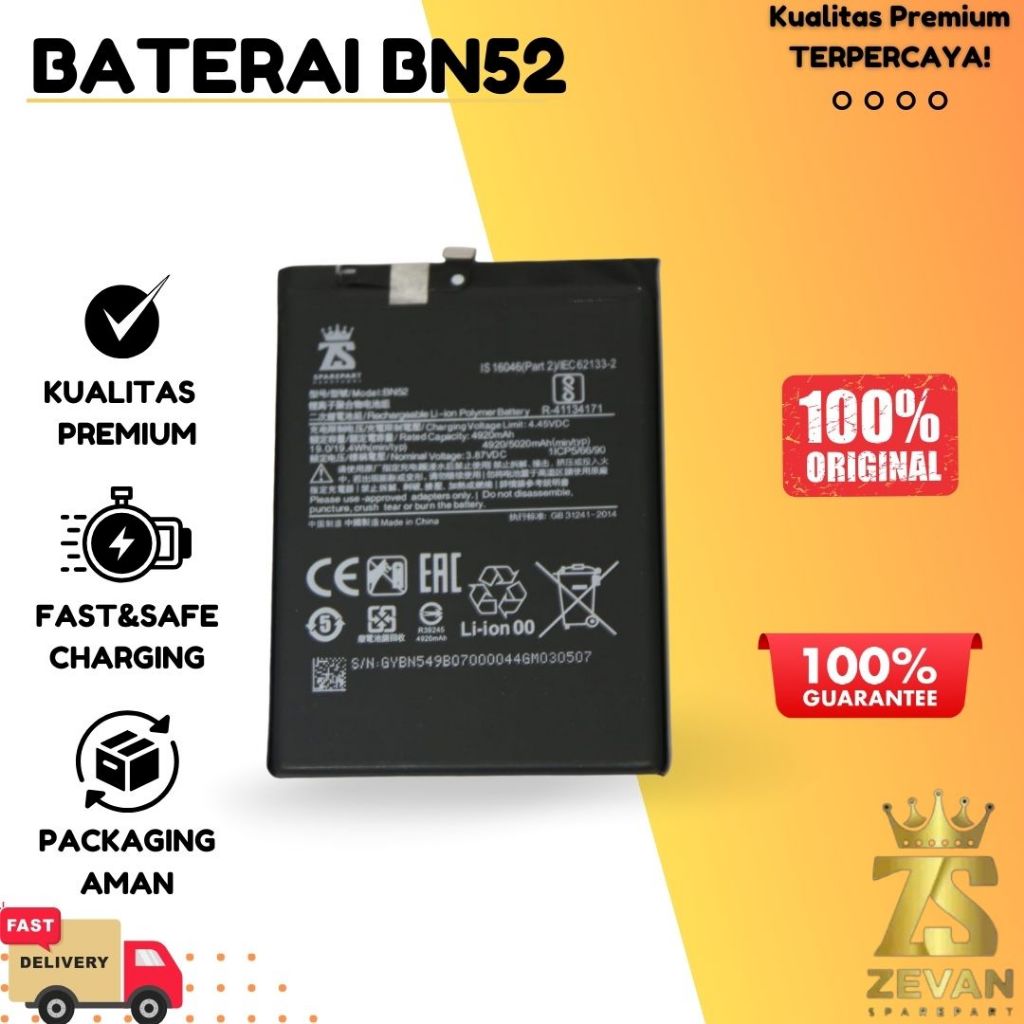 Jual Baterai Xiaomi BN 52 ( Redmi Note 9 Pro ) | Shopee Indonesia