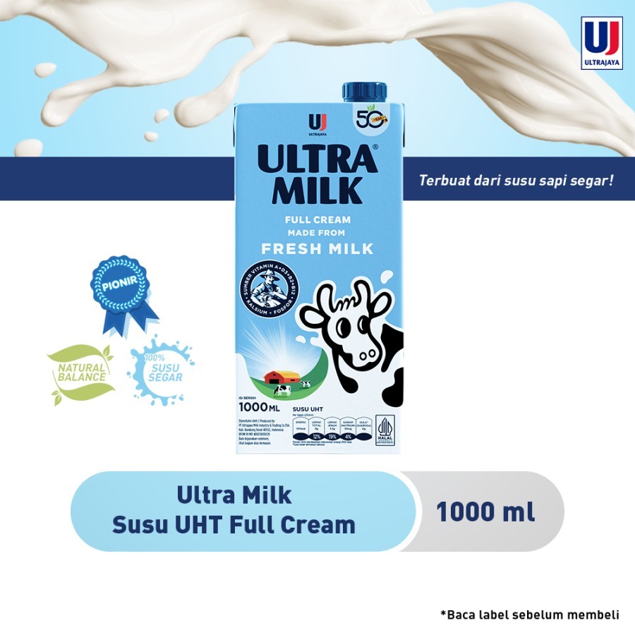 Jual Susu Ultra Milk Kotak UHT- 1000 ml | 1 liter (Karton) | Shopee Indonesia