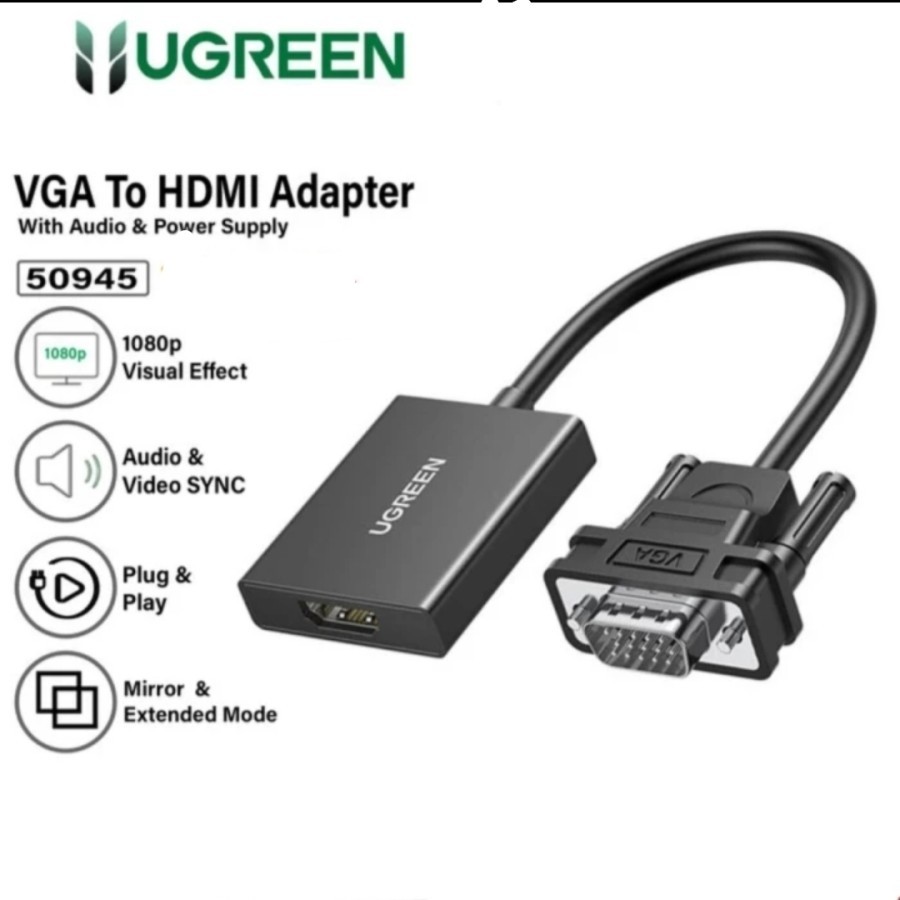 Jual Adapter UGreen VGA Male to HDMI Female (50945) | Shopee Indonesia