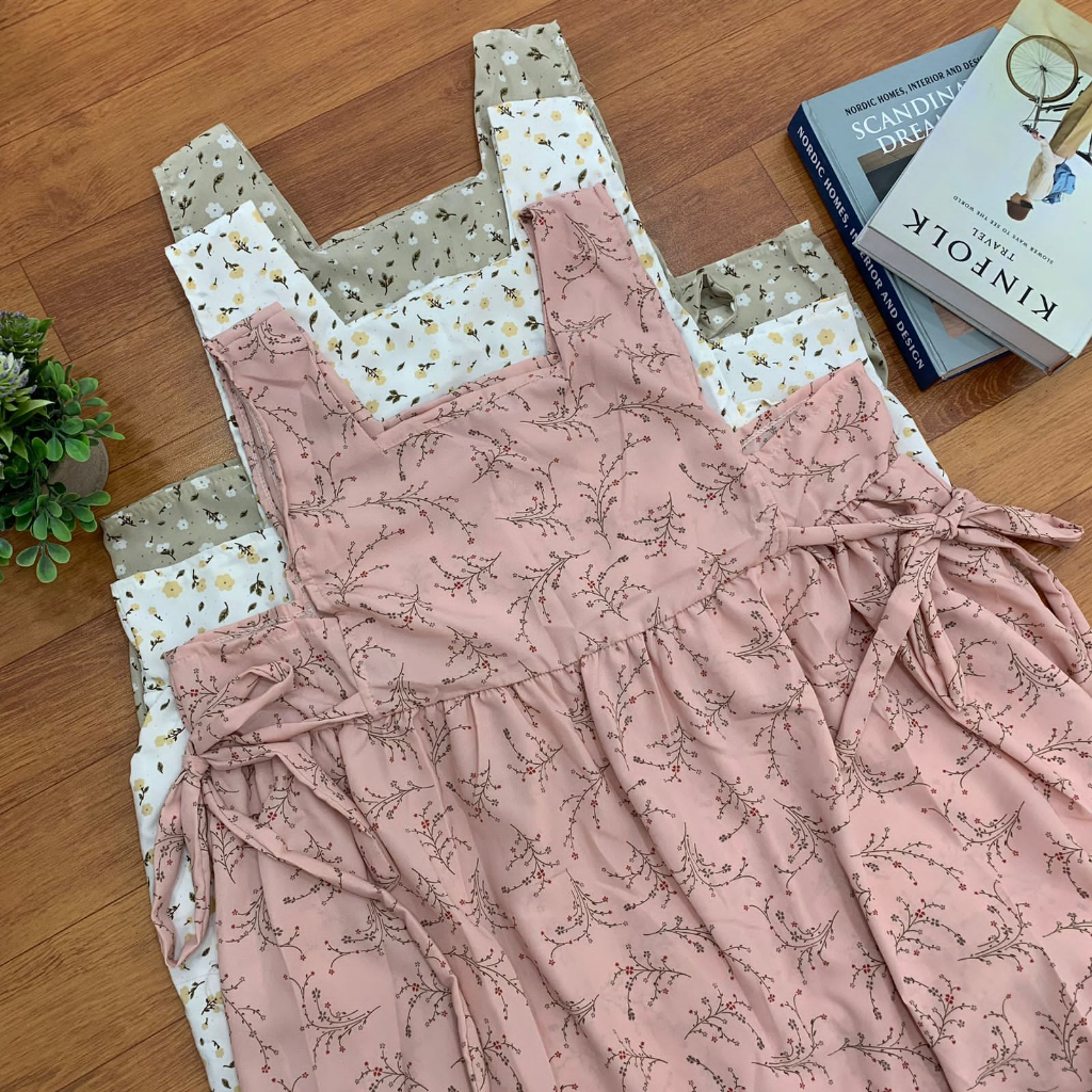 Jual DRESS WANITA/MIDI DRESS OVERALL MOTIF/CAMELIA MIDI DRESS/HIMARI ...