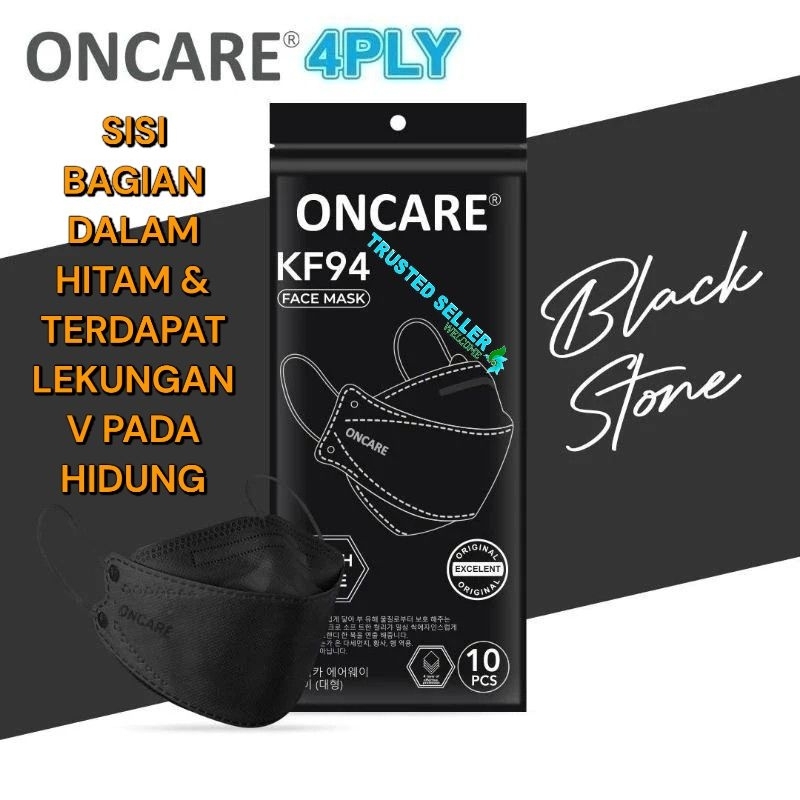 Jual ALGAN25 MASKER KF94 ONCARE 4PLY FACEMASK DEWASA ORIGINAL 1PACK ISI 10PCS WARNA HITAM PUTIH ...