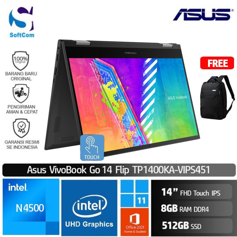 Jual ASUS TP1400KA VIPS451 N4500/8GB/512GB/14"Touch/W11 VivoBook Go ...