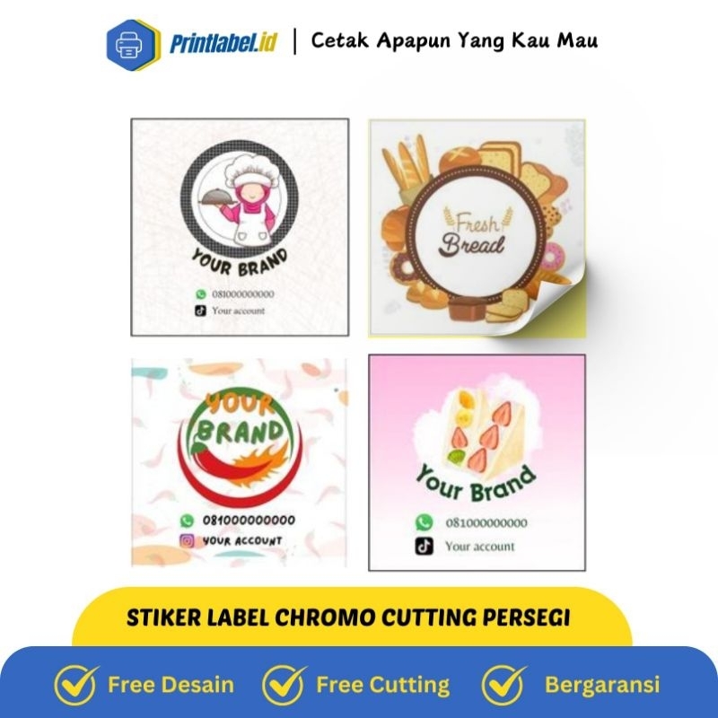 Jual Stiker Label Nama Brand Produk Custom Bahan Chromo Cutting Kotak ...