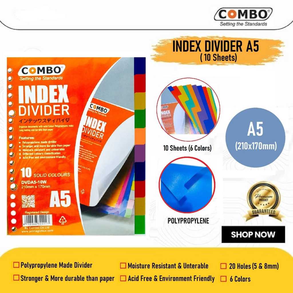 Jual Pembatas Binder 10 Warna/ Divider A5 10 Warna / Combo Odner A5 10W ...
