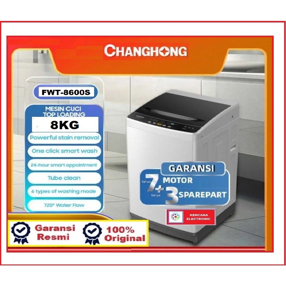 Jual Changhong FWT8600S Mesin Cuci 1 Tabung 8Kg Powerful Stain Removal Top Loding 8kg | Shopee ...