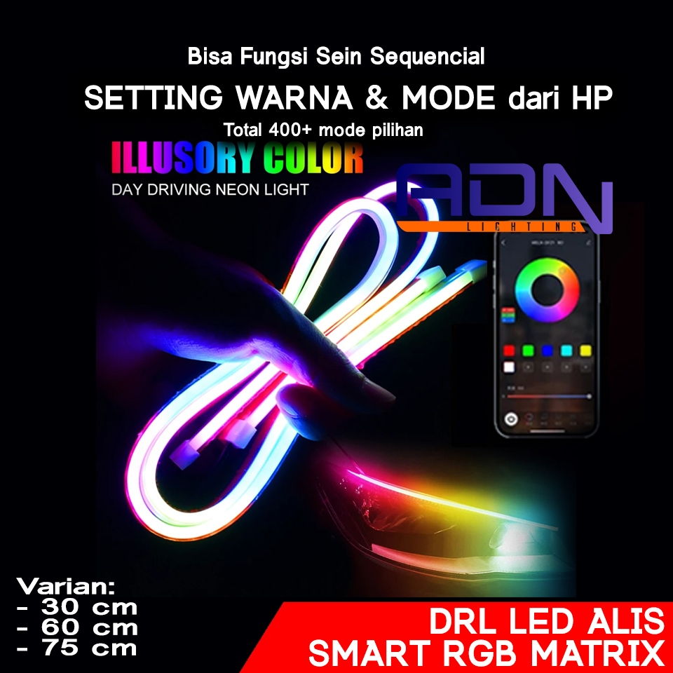 Jual LED ALIS SMART RGB MATRIX APP CONTROL TUBE MOTOR MOBIL + BISA SEIN ...