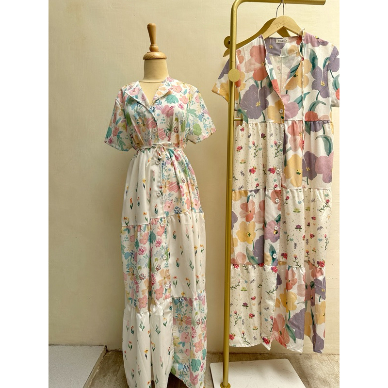 Jual Long Dress Bunga / Baju Bangkok ( Mars ) | Shopee Indonesia
