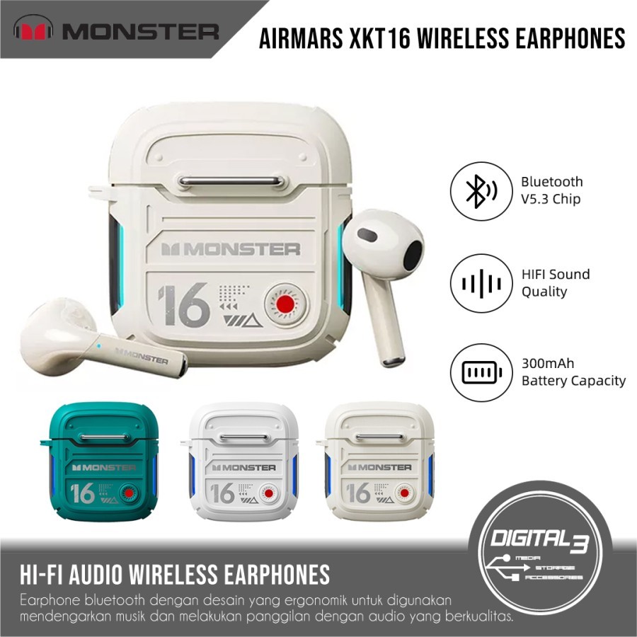 Jual MONSTER Airmars XKT16 TWS Wireless Bluetooth Earphones Gaming ...