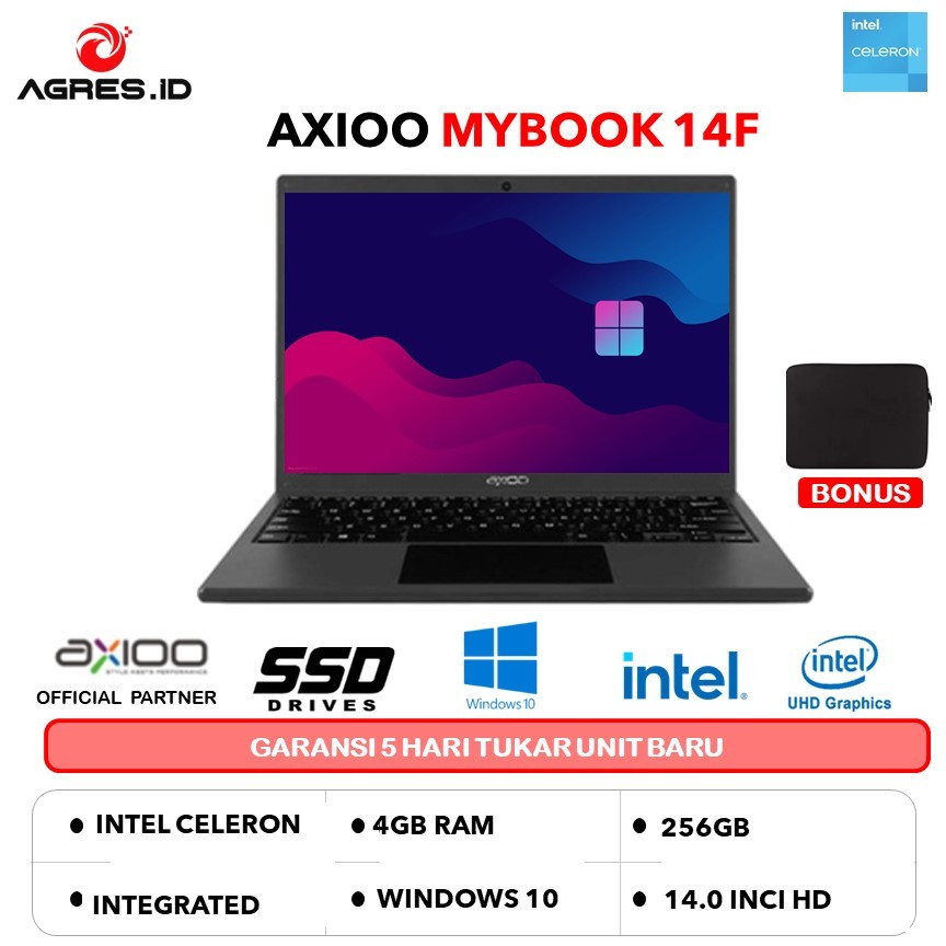 Jual AXIOO MYBOOK 14E CELERON 4GB 256GB W10PRO 14.0 GRY | Shopee Indonesia