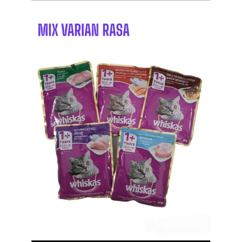Jual WHISKAS MAKANAN BASAH KUCING MIX ALL VARIAN [ ISI 5] 80GR | Shopee ...