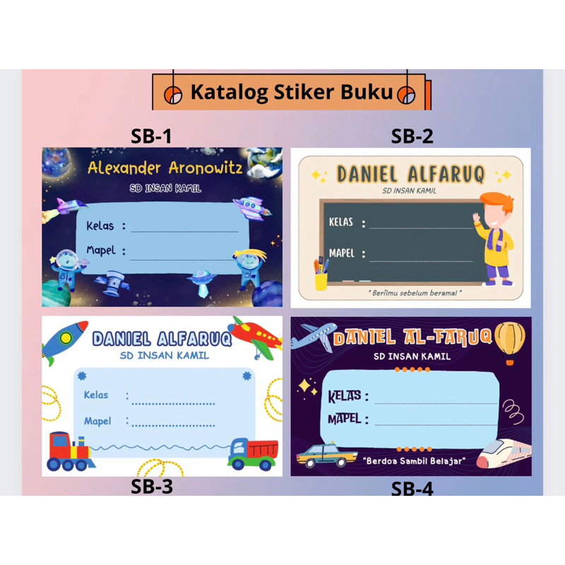 Jual STIKER/STIKER BUKU/LABEL BUKU/ STIKER NAMA/LABEL PELAJARAN/STIKER ...