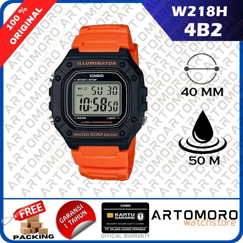 Jual Casio Original W218H-4B2 / W-218H 4B2 warna Orange Jam Tangan Pria ...