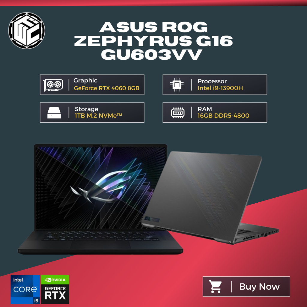 Jual Laptop Gaming Asus Rog Zephyrus G16 GU603VV I9-13900H/ 32GB/ 1TB ...
