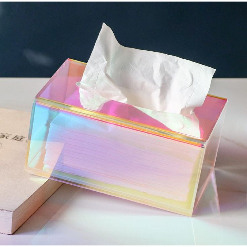 Jual Holographic Acrylic Tissue Box / Kotak Tisu Aesthetic Estetik Holo ...