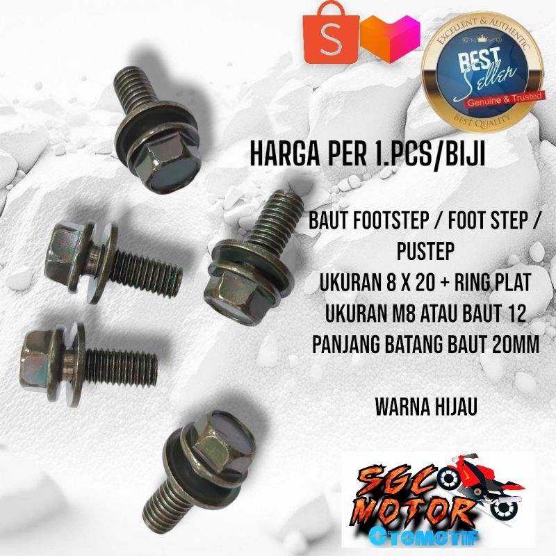 Jual BAUT FOOTSTEP / FOOT STEP / PUSTEP UKURAN 8 x 20 + RING PLAT ...