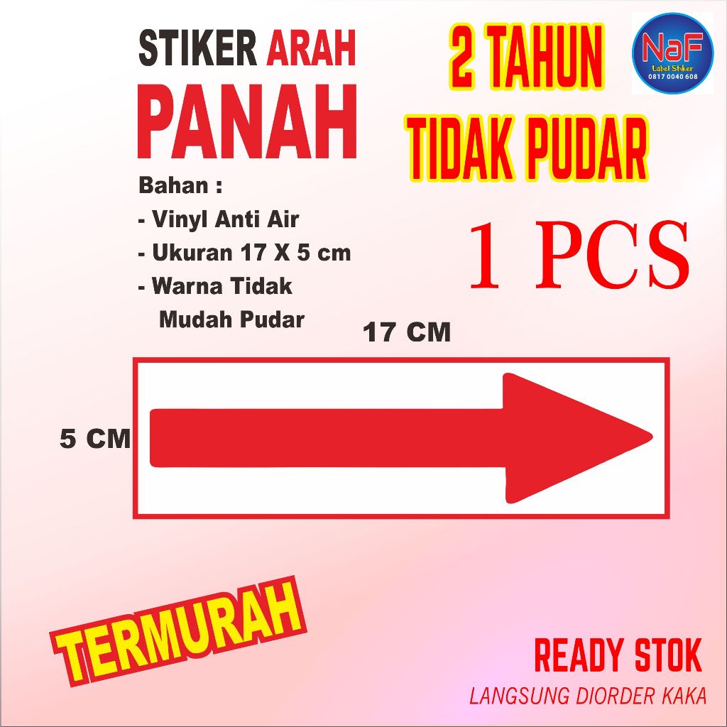 Jual Stiker petunjuk arah panah merah besar Sticker K3 rambu arah panah ...