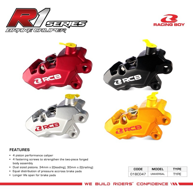 Jual KALIPER RCB 4 PISTON R1 SERIES UNIVERSAL BRAKE KALIPER ORIGINAL ...