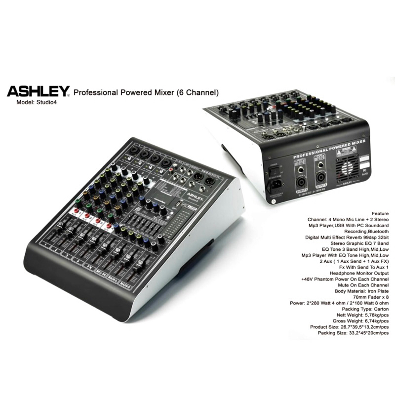 Jual Power Mixer Ashley Studio 4 Original 4 Channel | Shopee Indonesia
