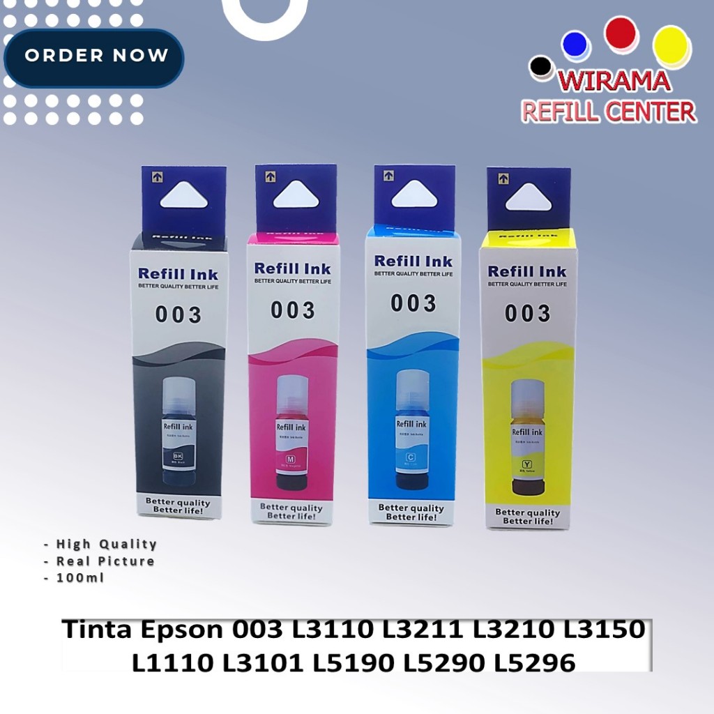 Jual Tinta epson 003 L3110 L3210 L3211 L3150 L1110 L3101 L5190 1 paket ...