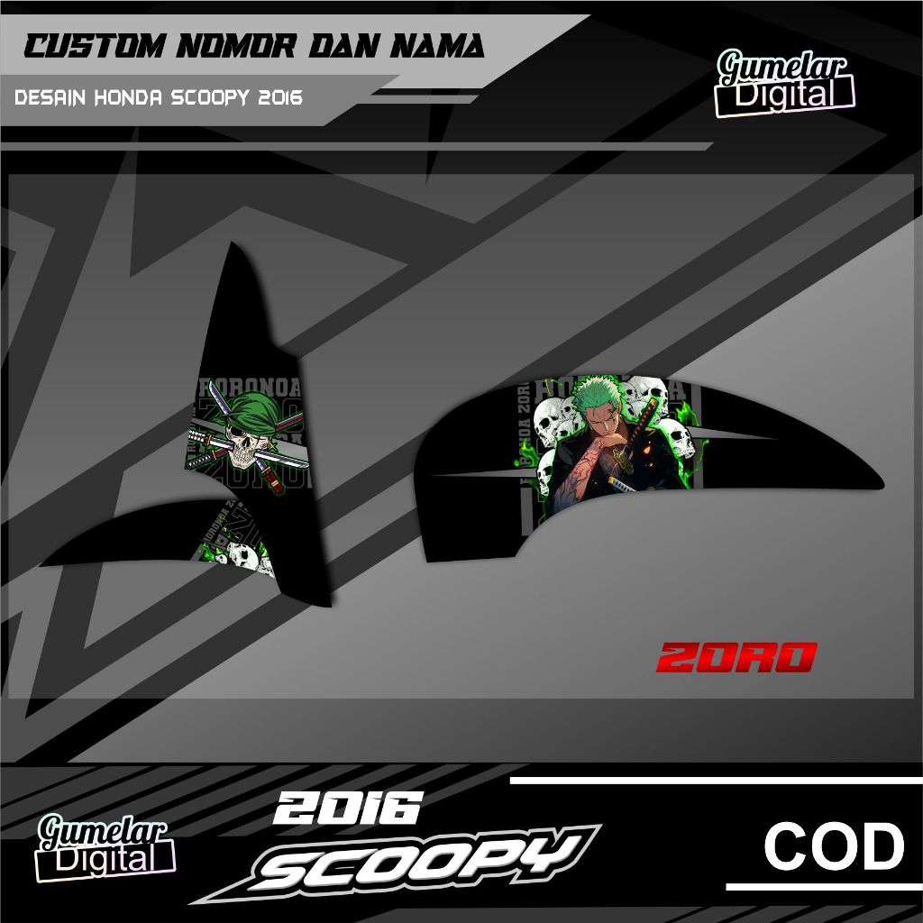 Jual STRIPPING SIMPEL HONDA SCOOPY 2016 ZORO RORONOA ZORO ONE PIECE ...