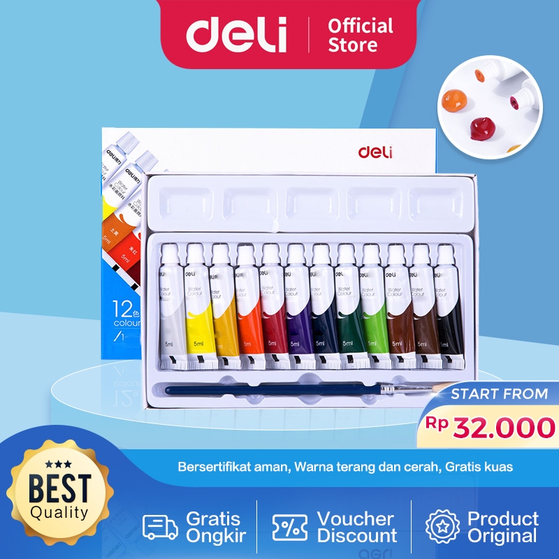 Jual Deli Water Color Paint / Cat Air Set 5 ML Bersertifikat Aman ...