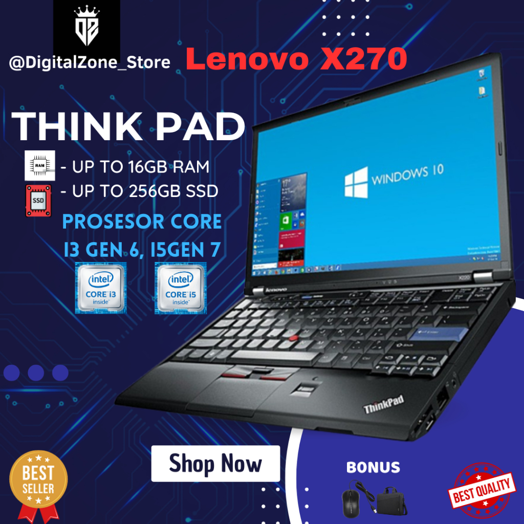 Jual LAPTOP LENOVO THINKPAD X270 Core I5 GEN 6 dan GEN 7 / RAM 4GB, 8GB dan 16GB / SSD 128GB ...