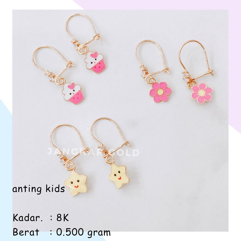Jual ANTING EMAS ANAK KIDS MOTIF BONEKA LUCU 8K 0.500GR | Shopee Indonesia