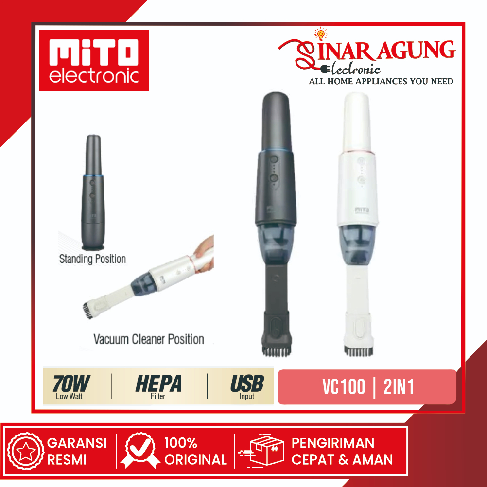 Jual MITO VACUUM CLEAER VC 100 SPEHIA 2IN1 CORDLESS HEPA FILTER / VC100 | Shopee Indonesia