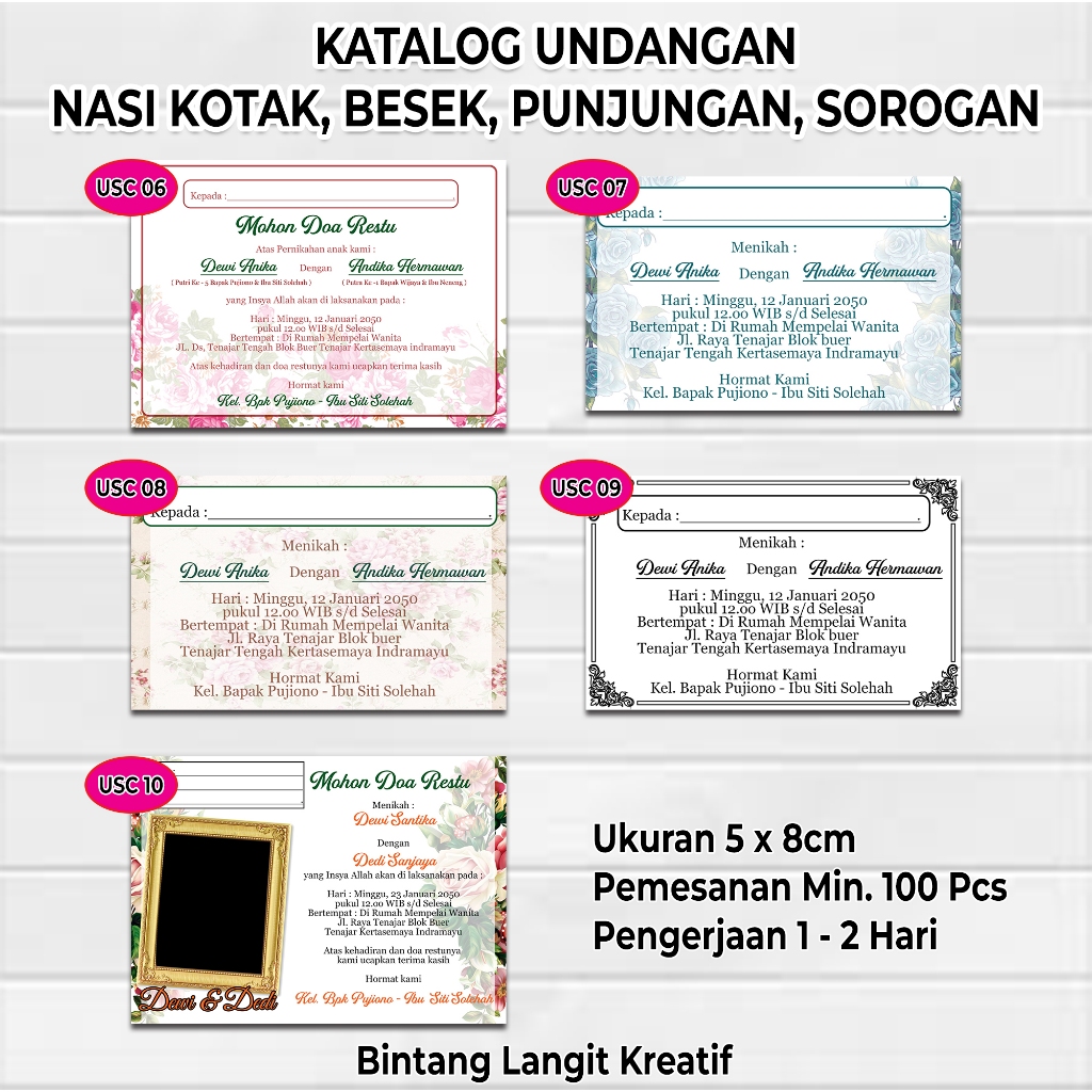 Jual CETAK UNDANGAN SOROGAN | UNDANGAN BESEK | UNDANGAN PUNJUNGAN ...