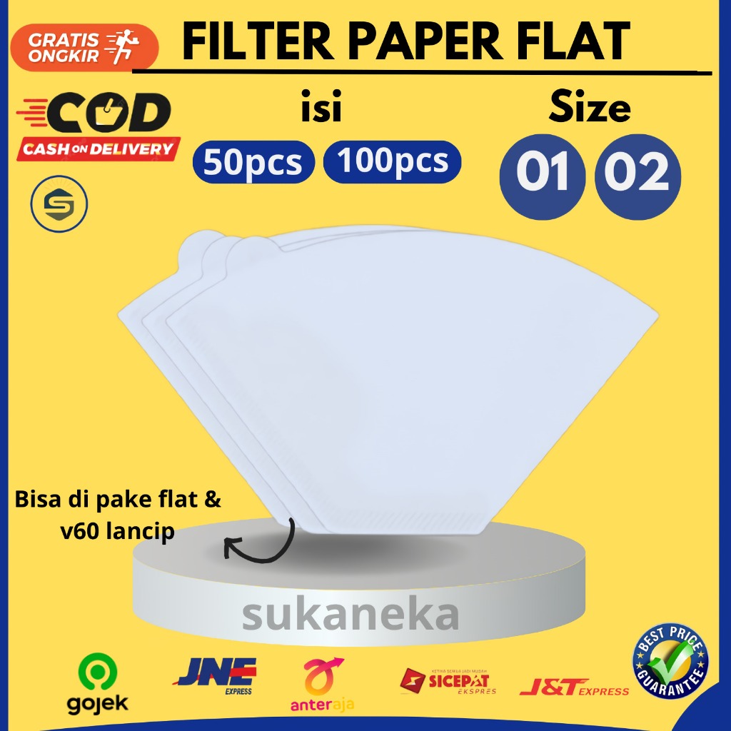 Jual Kertas Saringan Kopi Putih Filter Paper V60 Flat Datar Bottom 1-4 ...