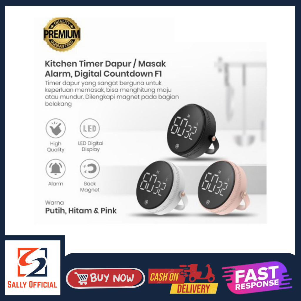 Jual F1 Kitchen Timer Dapur Countdown Timer Rotation Digital Sally ...