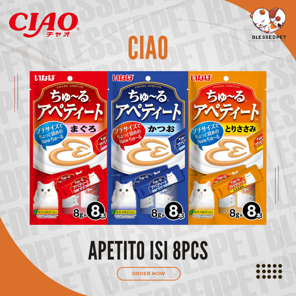 Jual CIAO Apetito Snack Kucing Liquid isi 8 x 8g | Shopee Indonesia