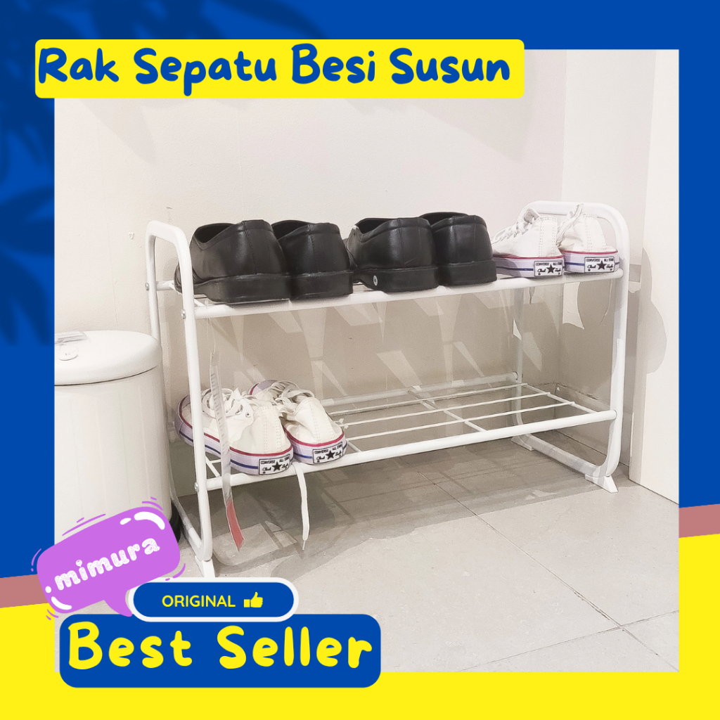 Jual Rak Sepatu Tempat Sepatu Sandal Besi Susun 60x26x40 cm | Shopee ...
