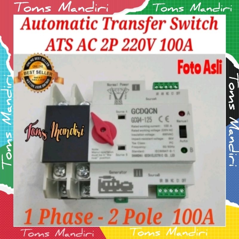 Jual Automatic Transfer Switch ATS AC 2P 220v 100A Din Rail | Shopee ...
