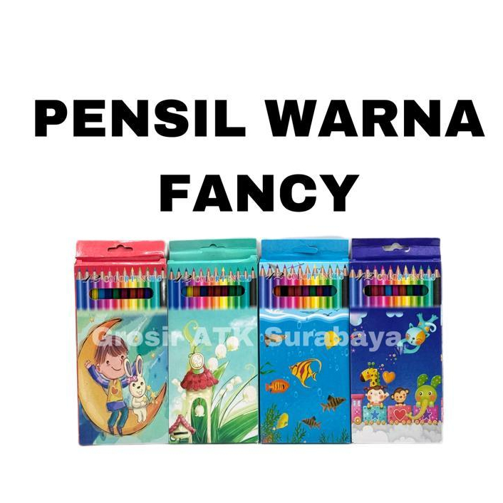 Jual PENSIL WARNA FANCY 12 WARNA / Pensil Gambar 12 Warna Color Panjang ...