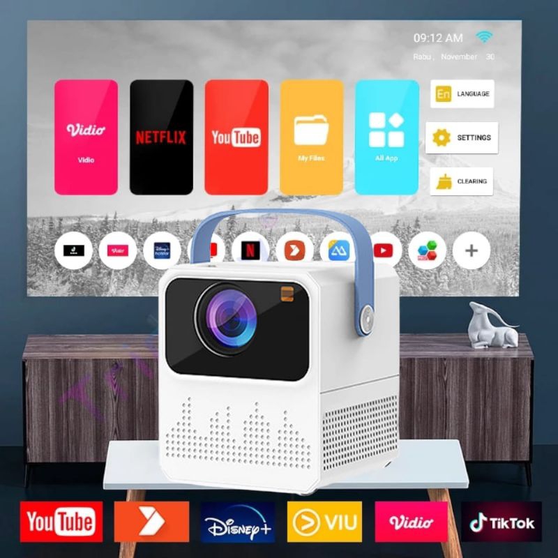 Jual Proyektor Android T2 Mini WiFi Bluetooth 1080p Home Projector ...