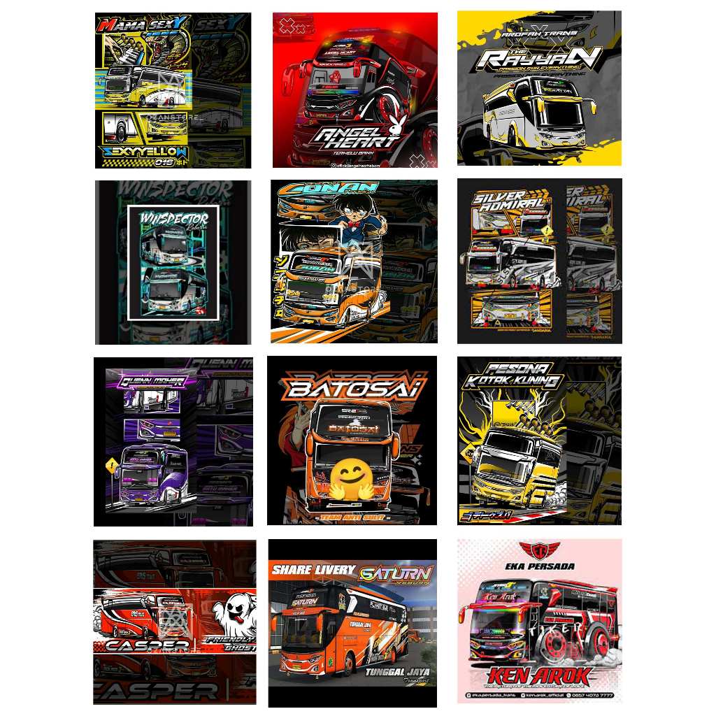 Jual Stiker Nama Bus Basuri Telolet Viral Lembaran Ukuran A4 Lanskap ...