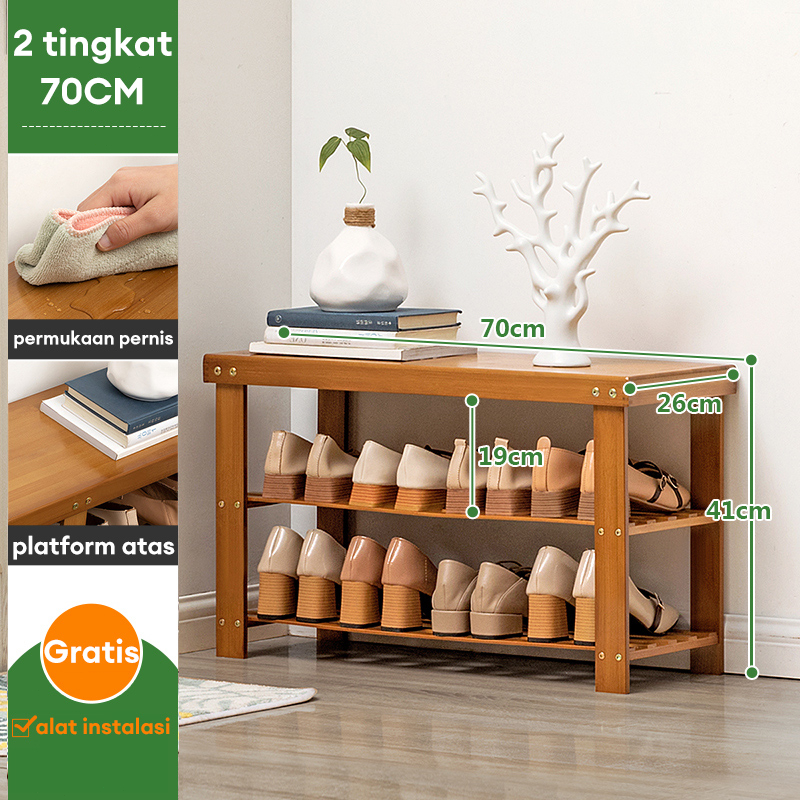 Jual Rak Sepatu Rak 2 Susun Rak Sepatu Sandal Rak Sepatu Kayu Rak ...
