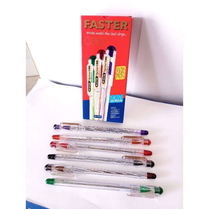 Jual (12PCS) PULPEN FASTER C800 HITAM PACK | Shopee Indonesia