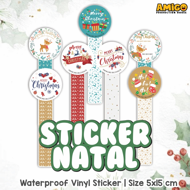 Jual Sticker Bulat Panjang Natal Christmas untuk toples cookies parcel ...