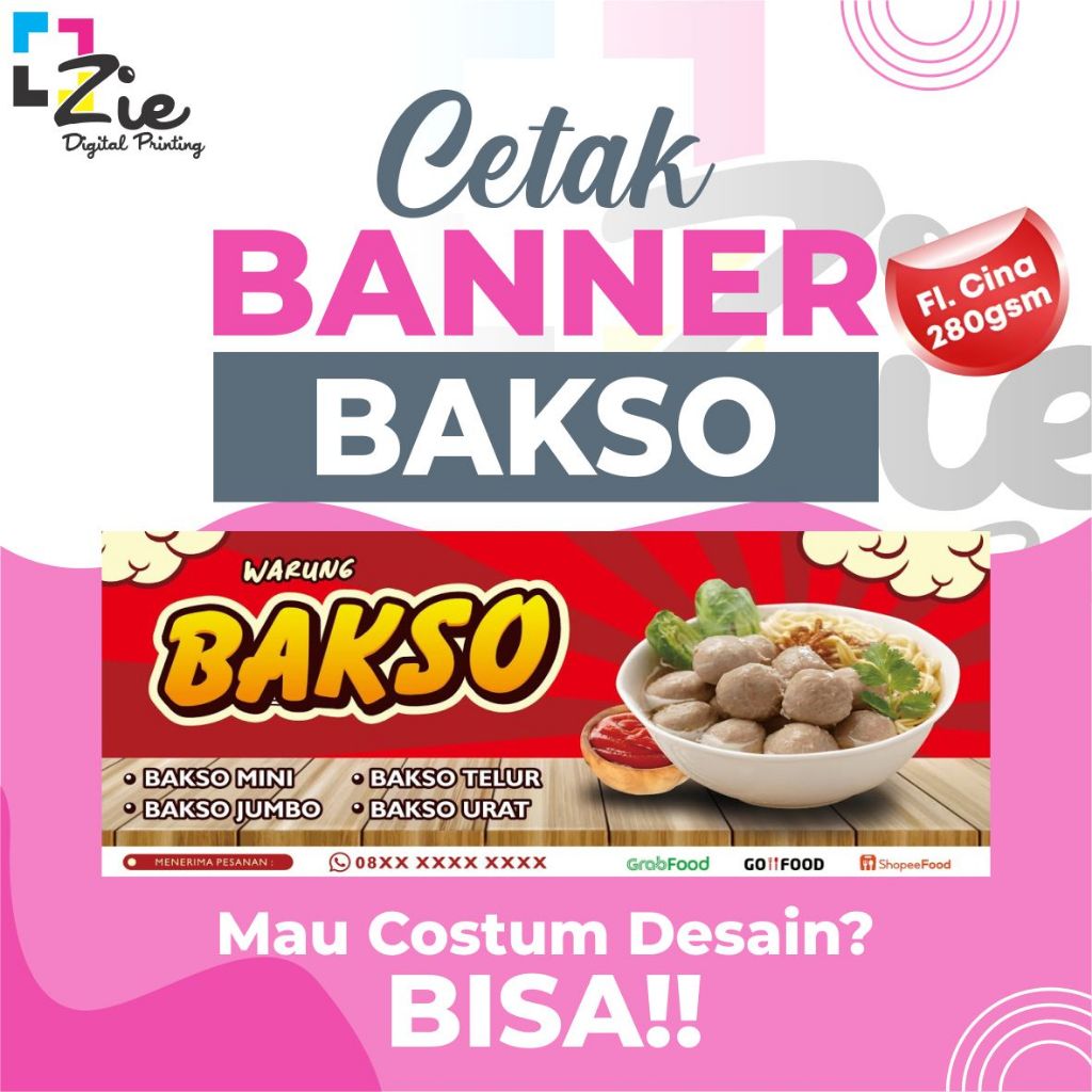 Jual Cetak Banner Bakso Frontlite Bahan Flexi 280gr Spanduk Backdrop Custom | Shopee Indonesia