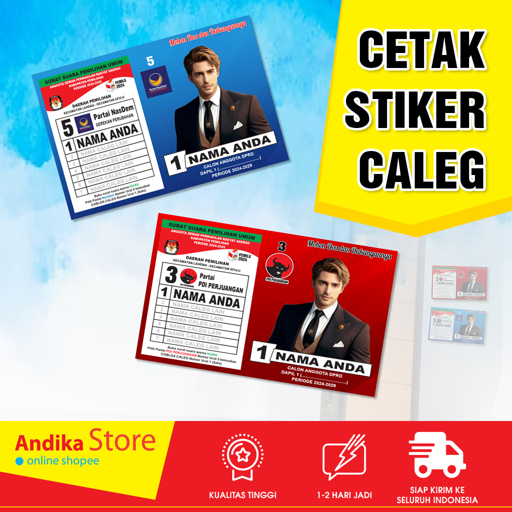 Jual Stiker Promosi Caleg Pemilu Pilpres 2024 free desain custom ...