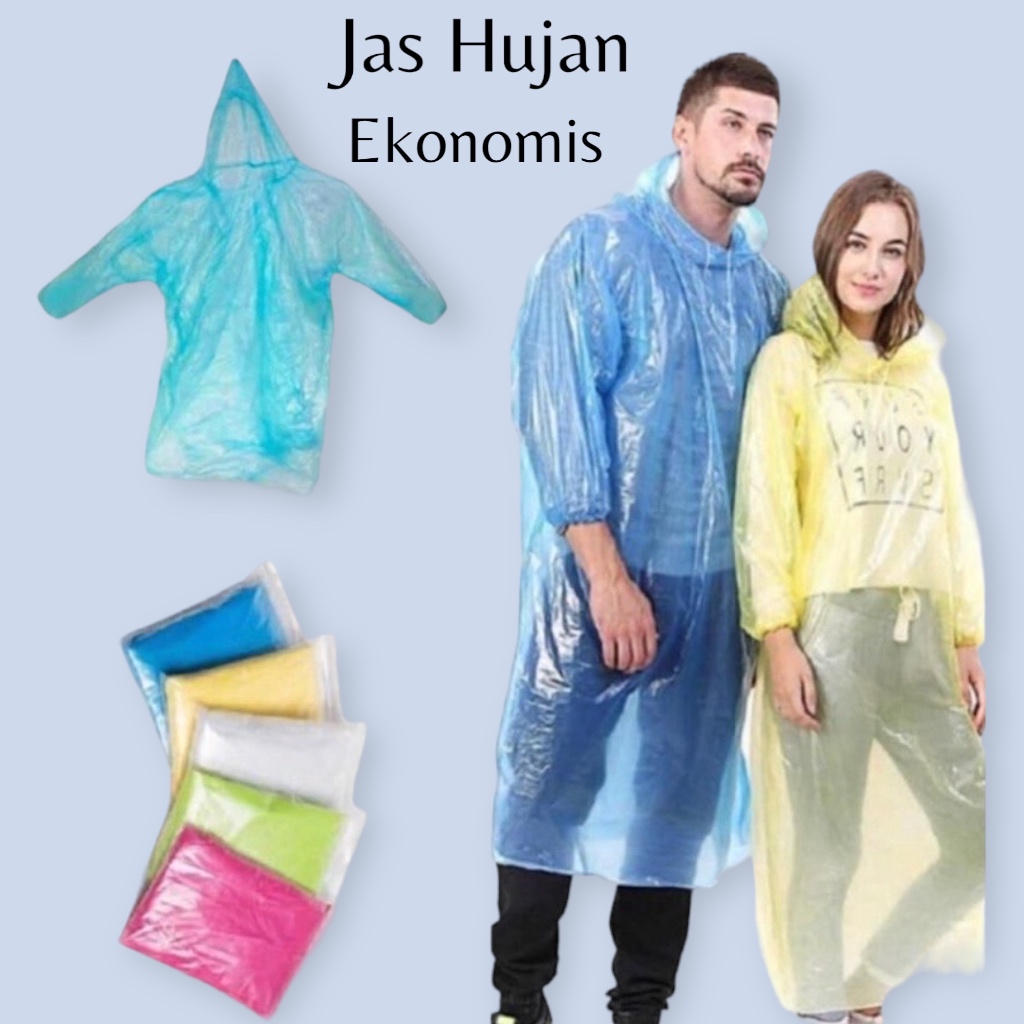 Jual Jas Hujan Mantel Plastik Ponco Raincoat sekali pakai unisex cowo ...